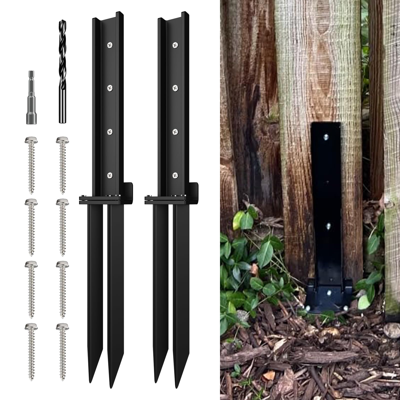 Amazon.com : Thickened Fence Post Repair Anchor Kit, Heavy Duty Steel ...