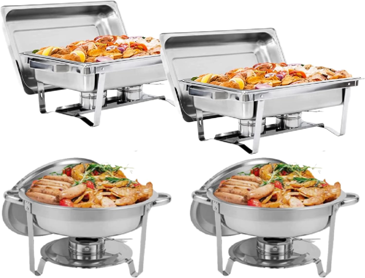 Amazon.com: 4 Pack Chafing Dish Buffet Set 9.5 Qt Rectangular Stainless ...