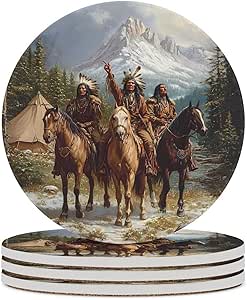 Amazon.com | Native American Indian Ceramic Coasters for Drinks Cup ...