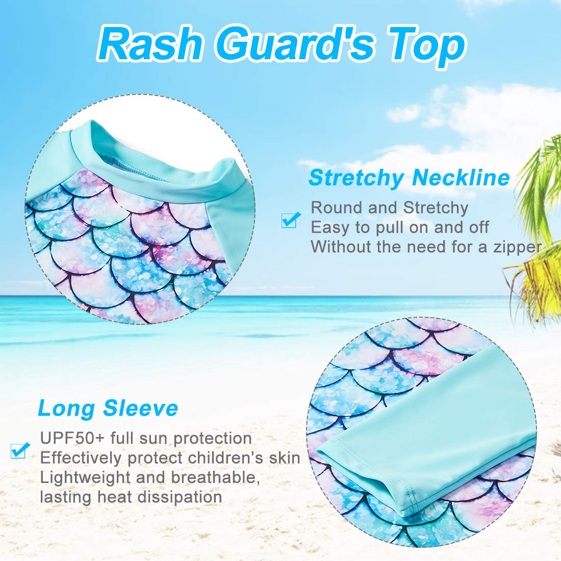 Snapklik.com : Girls Bathing Suits 3-4 Years Long Sleeve Rash Guard ...