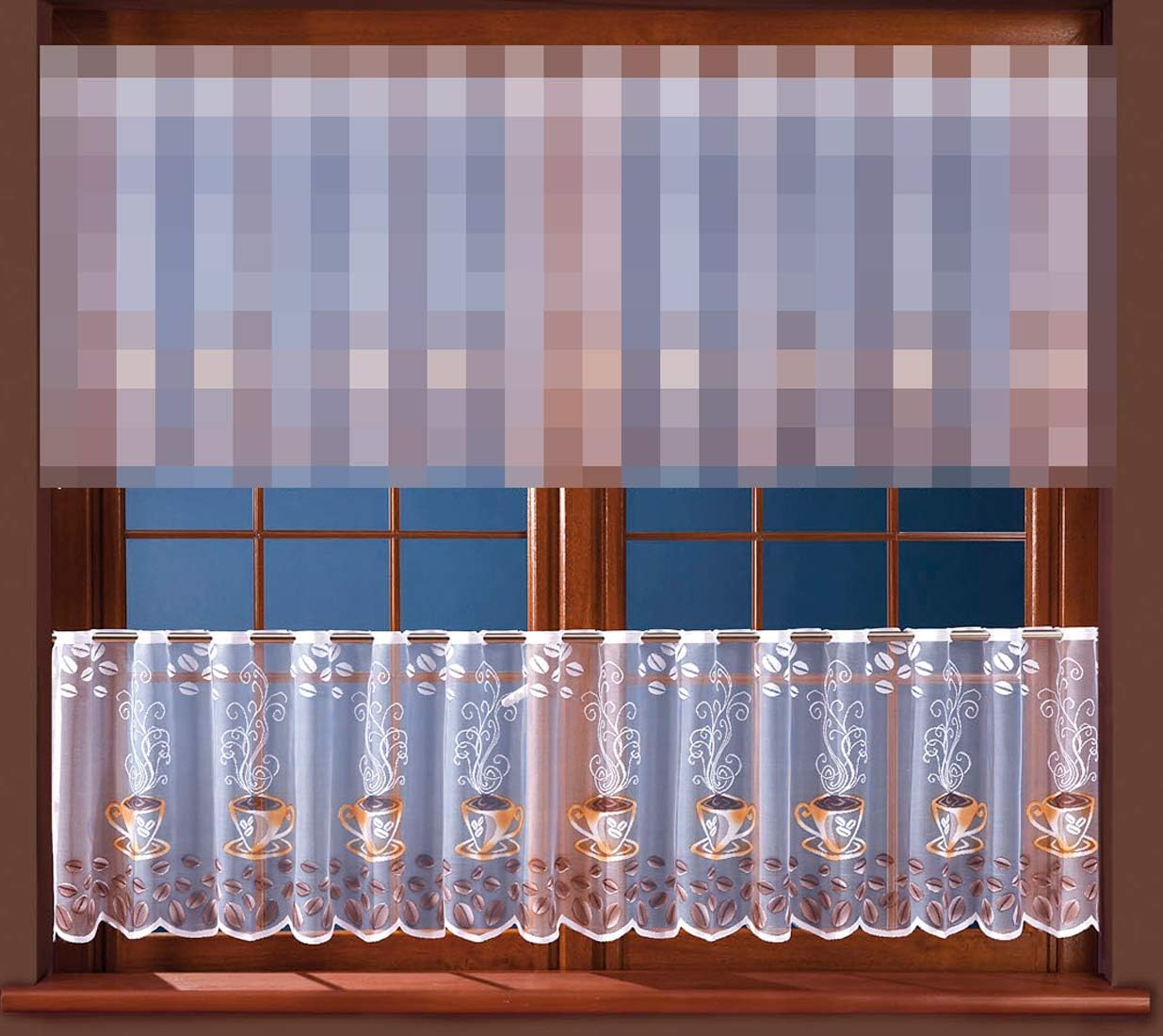 MforStyle White Cafe Net Curtain Coffee Cupcake HEMMED SIDES - READY TO ...