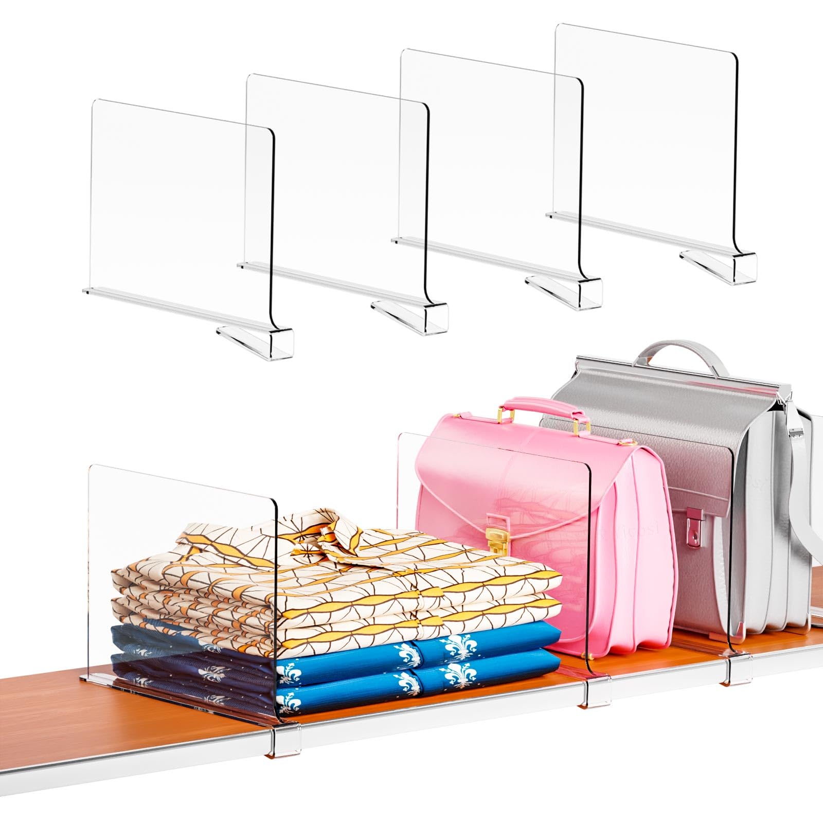 Snapklik.com : 4 Pack Acrylic Shelf Dividers For Closet Organization,8 ...