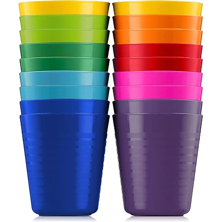 Amazon.com: PLASKIDY Kids Cups - Set of 18 Plastic Toddler Cups 8 Ounce ...