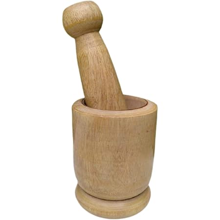 Buy Logro Wooden Okhali and Musal (Brown, Big Size - 9 x 9 x 12 cm ...