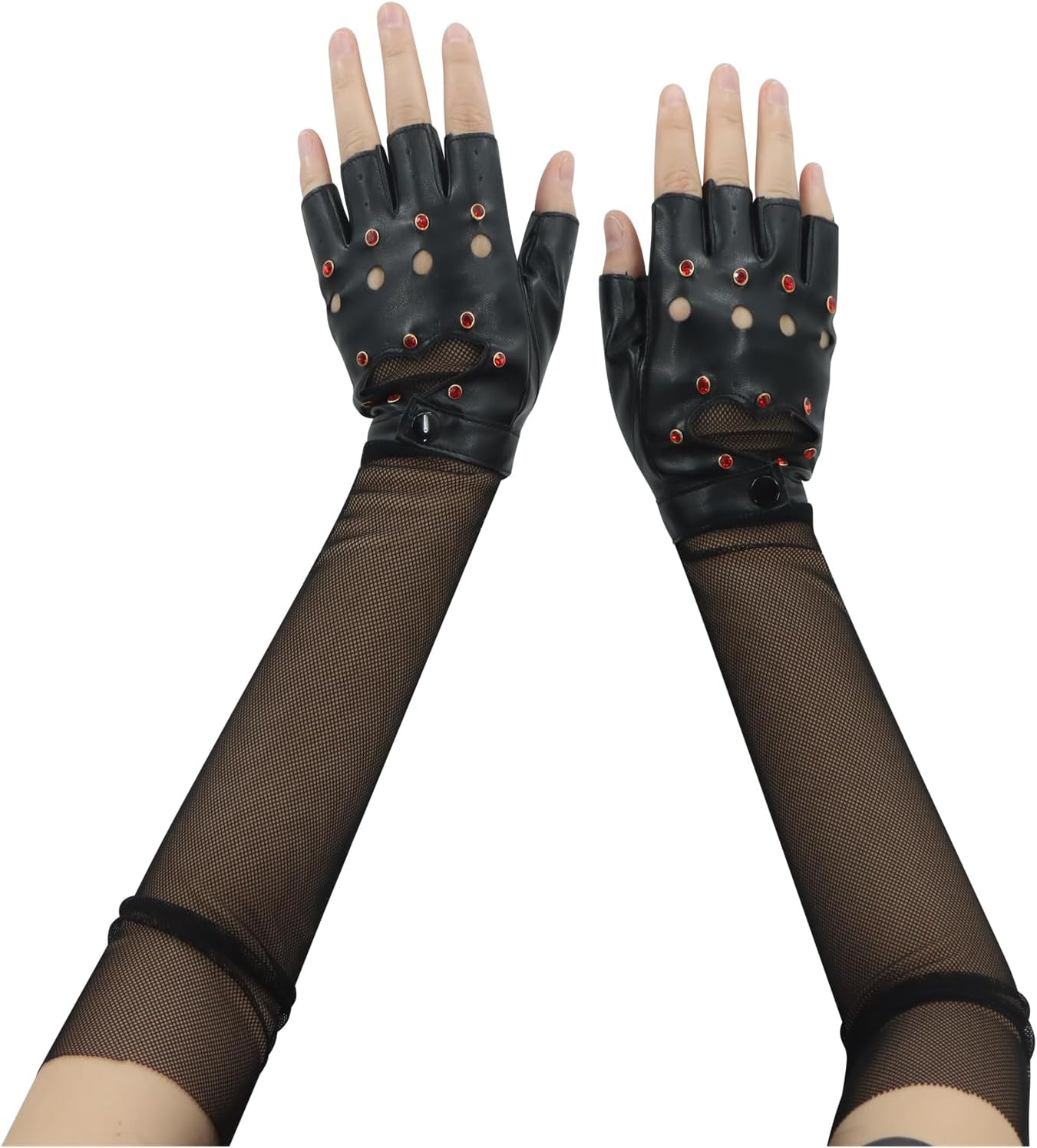 Amazon.com: Jaugola Red Princess Gloves Mesh Sleeves Halloween Princess ...