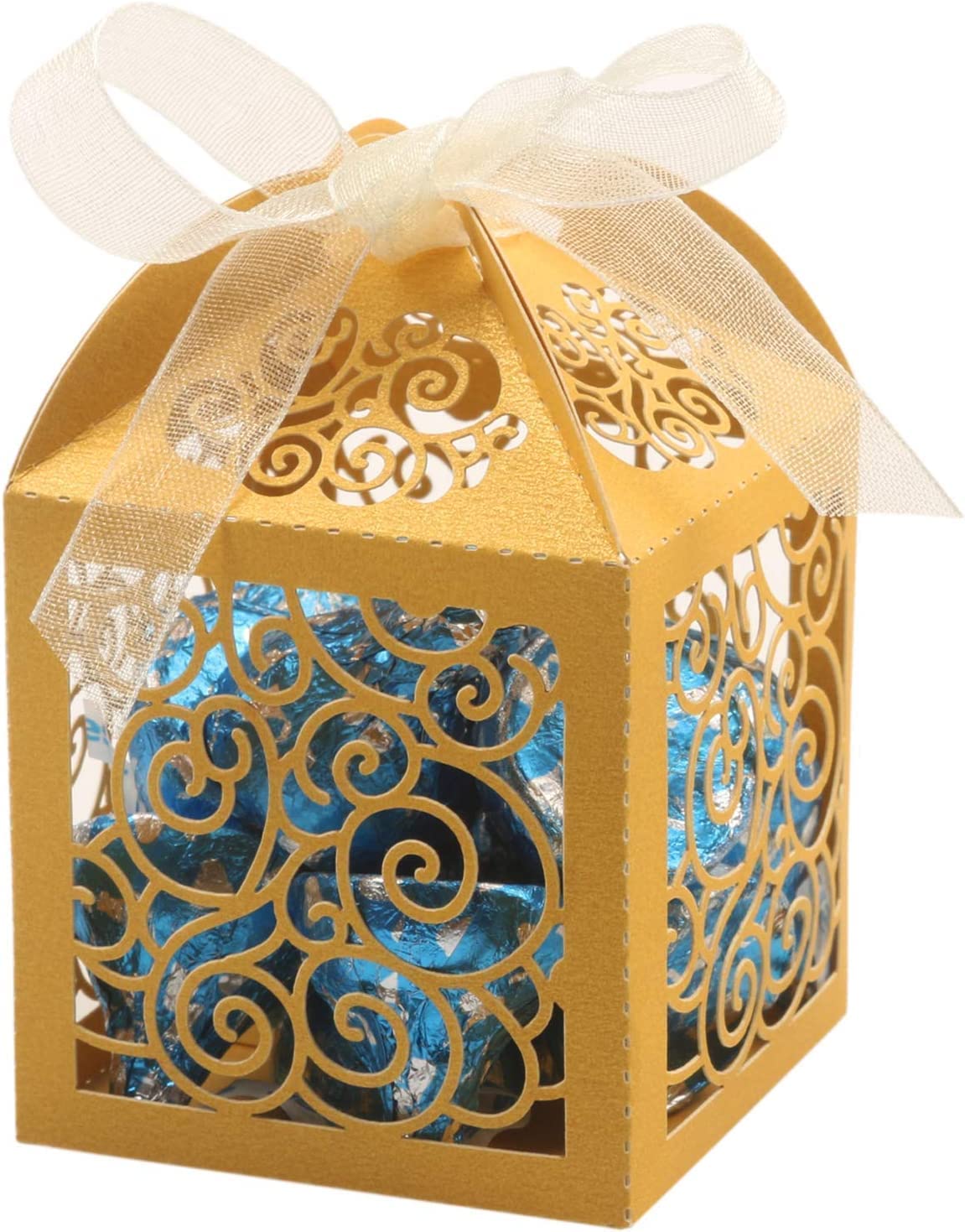 Buy THMINS 50 Pack Wedding Favor Boxes Laser Cut Boxes Party Favor Box ...