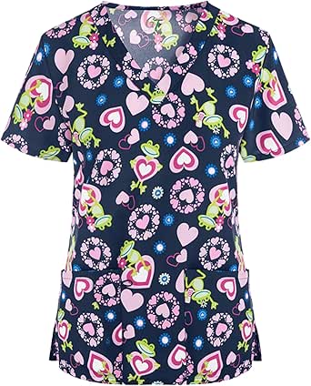 Amazon.com: Print Scrubs for Women Nurse Vet Pediatric with Design ...