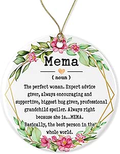 Amazon.com: WolfeDesignPDD Mema Noun Keepsake - Christmas & Mother's Day Ornament - Mema Gift ...