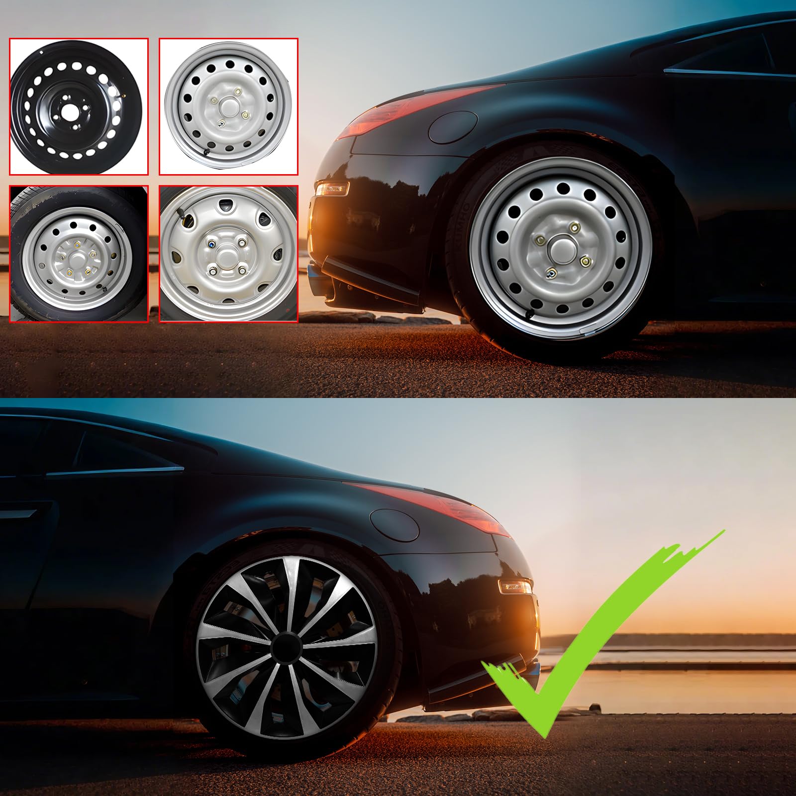 Snapklik.com : PRIJESSE Auto Hubcap Set, R16 Hubcap Wheel Cover ...