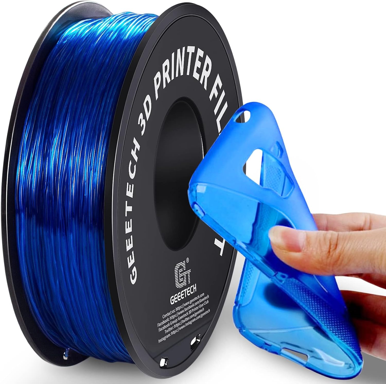 GEEETECH TPU Filament 1.75mm 3D Printer Filament Transparent Blue TPU ...