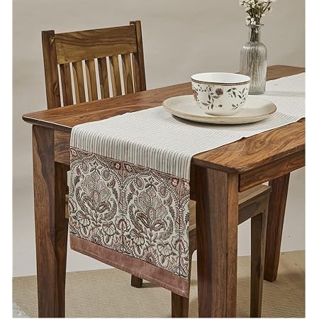 Buy Fabindia Kalpi Cotton Block Print Table Runner for 8 Seater Dining ...