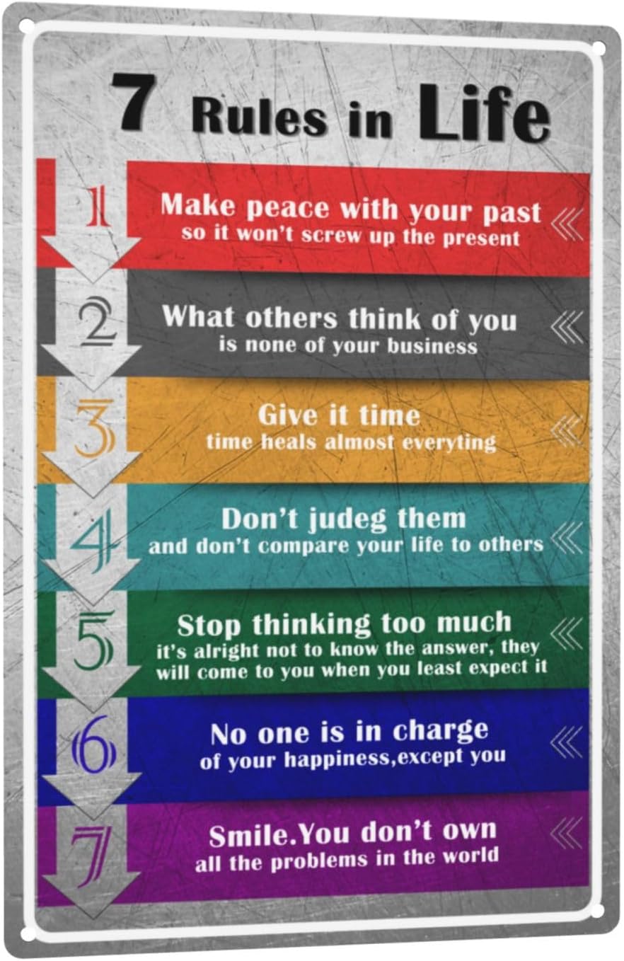 Amazon.com: Motivational Quotes Sign,7 Rules Of Life Signs,Motivational ...