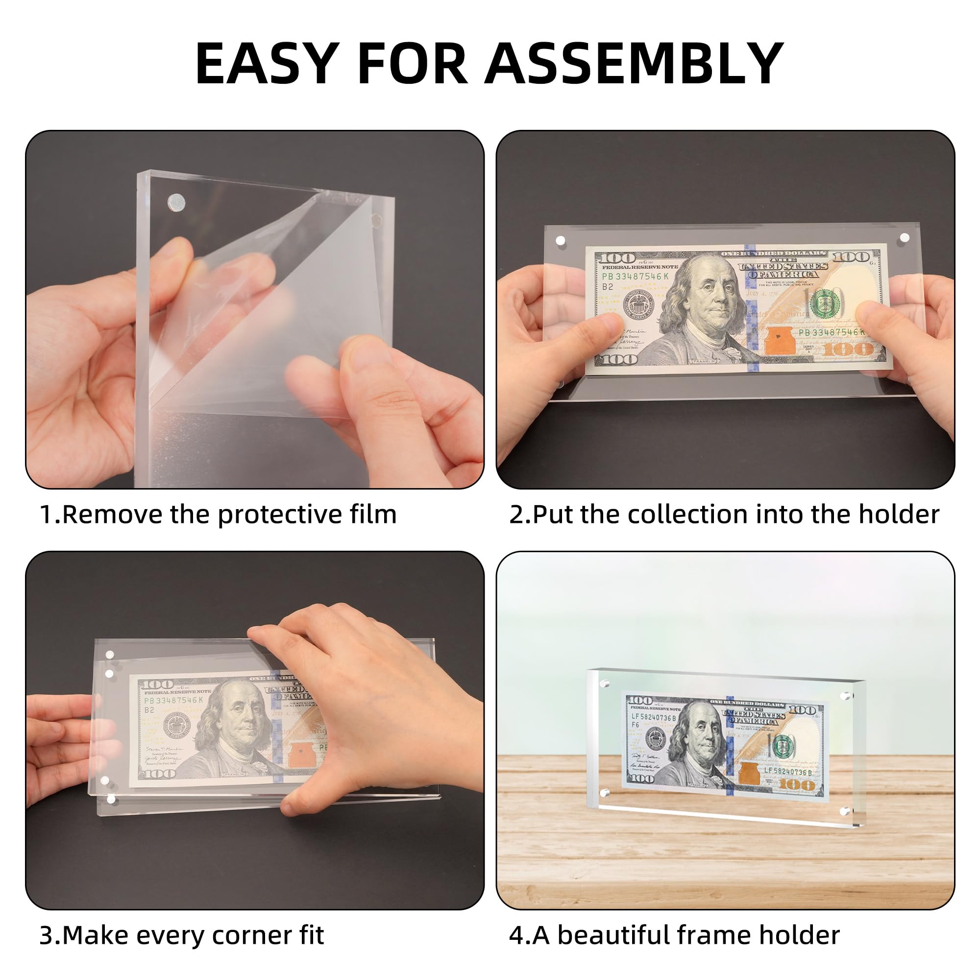 Snapklik.com : Dollar Bill Frame, Acrylic Currency Display Holder, Self ...