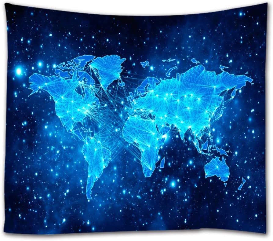 Amazon.com: Goodbath Starry Map Tapestry,World Map Space Nebula Galaxy ...