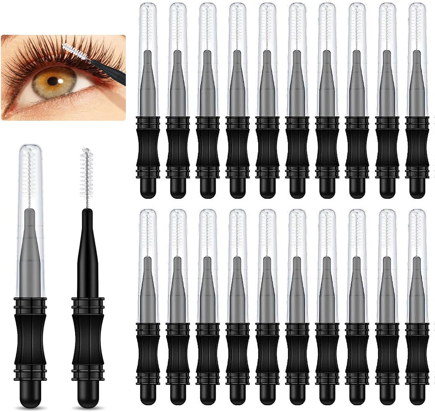 Amazon.com: 100Pcs Micro Eyebrow Brush, Eyelash Comb Brush with Cap ...