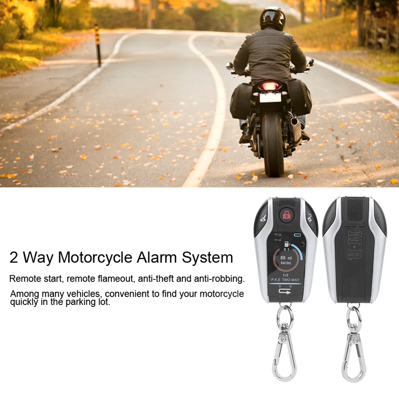 Aramox Motorcycle Alarm System, 2 Way Alarm System Universal Motorcycle ...