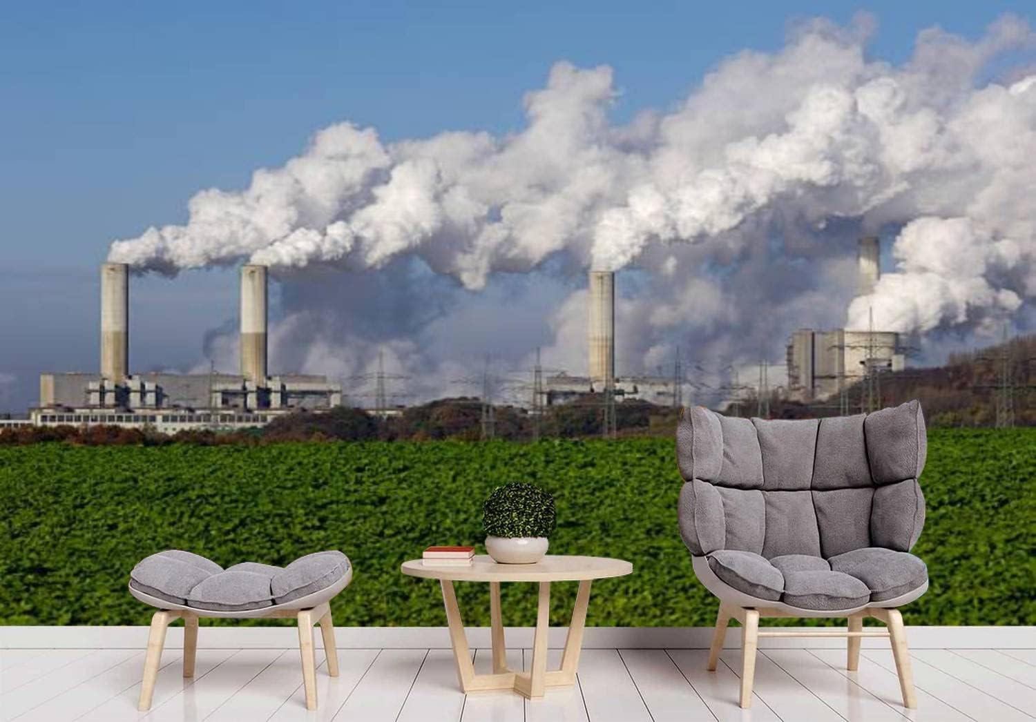 AUHOVIMGZ Vintage Power Plant with Pollution Canvas Wallpaper Self ...