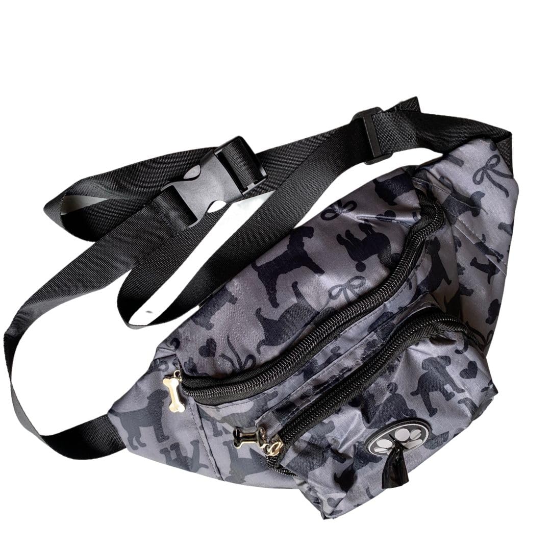 Dog Walking Bumbag with Poo Bag Dispenser – Adjustable Waist & Cute Dog ...