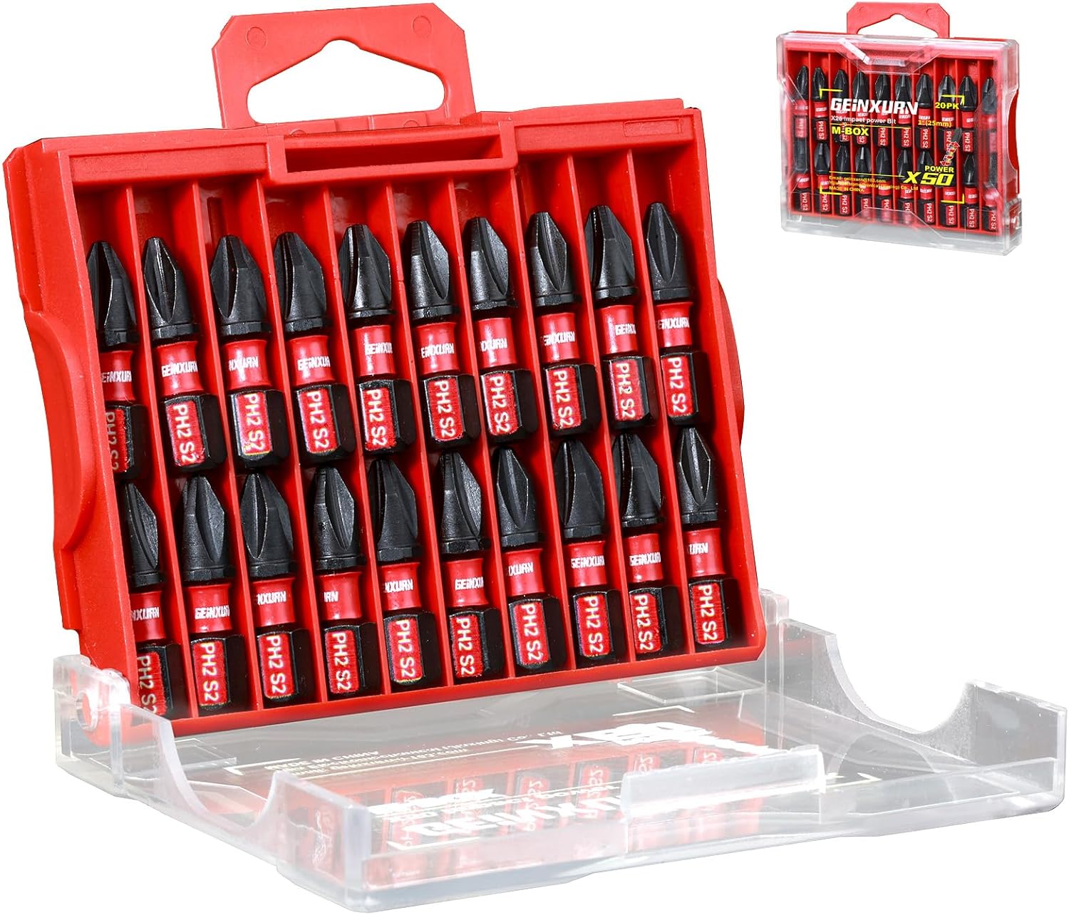 Amazon.com: Geinxurn Impact Tough 1 in. #2 Phillips Insert Driver Bits,20 Pack Magnetic S2 Steel ...