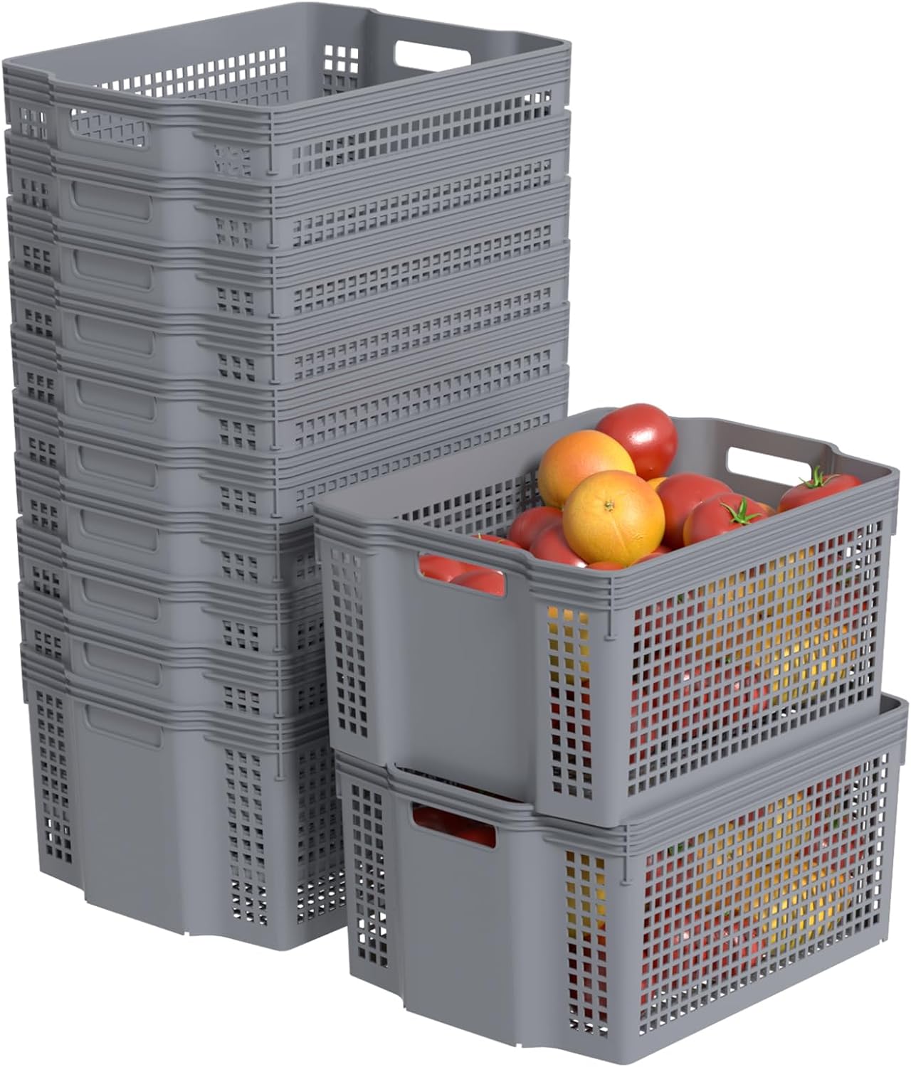 Amazon.com: Wakikini 12-Pack Plastic Deep Storage Basket, Large Plastic ...