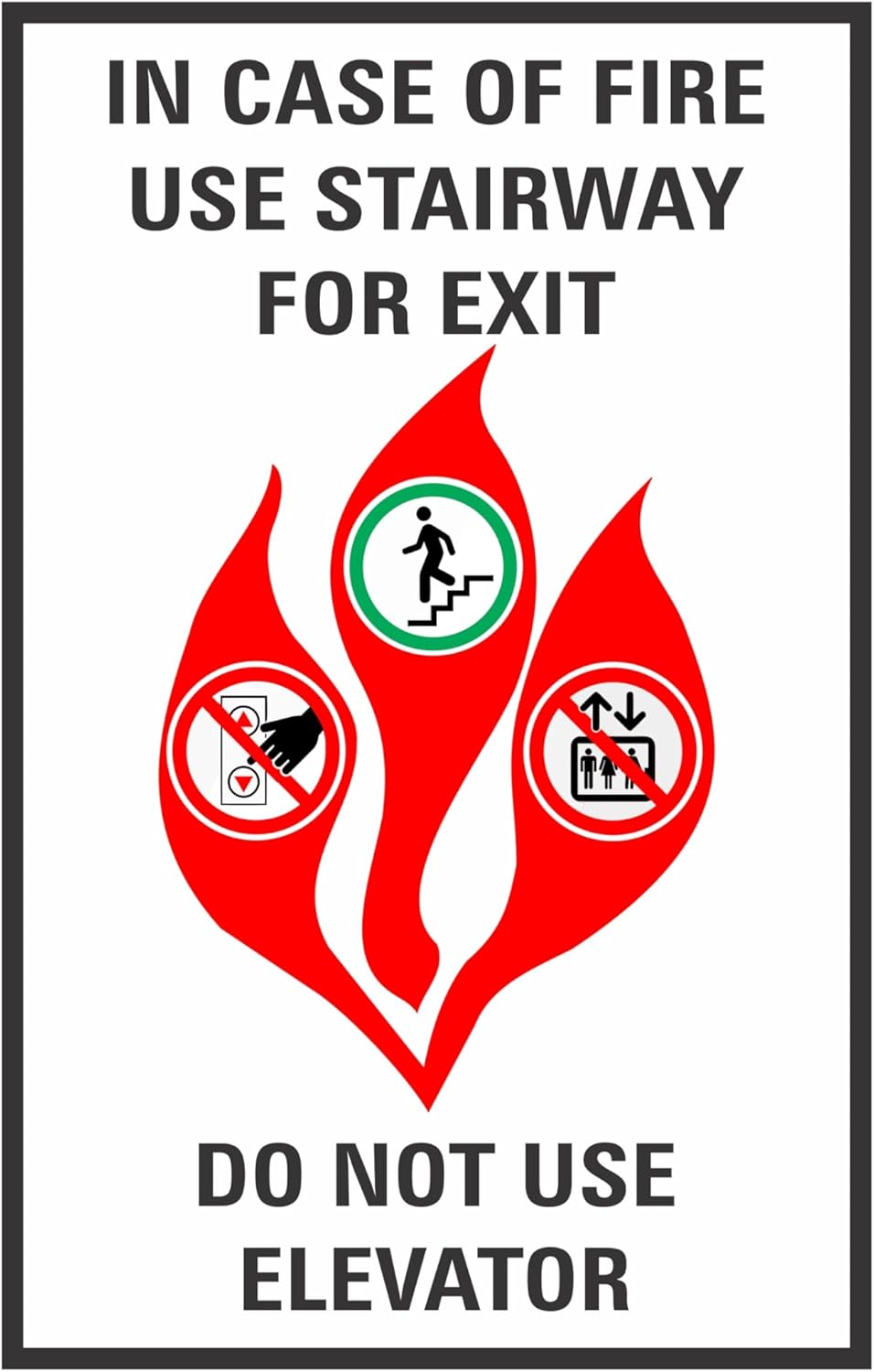 Amazon.com : JUSTBRAILLESIGNS IN CASE OF FIRE elevator fire emergency ...