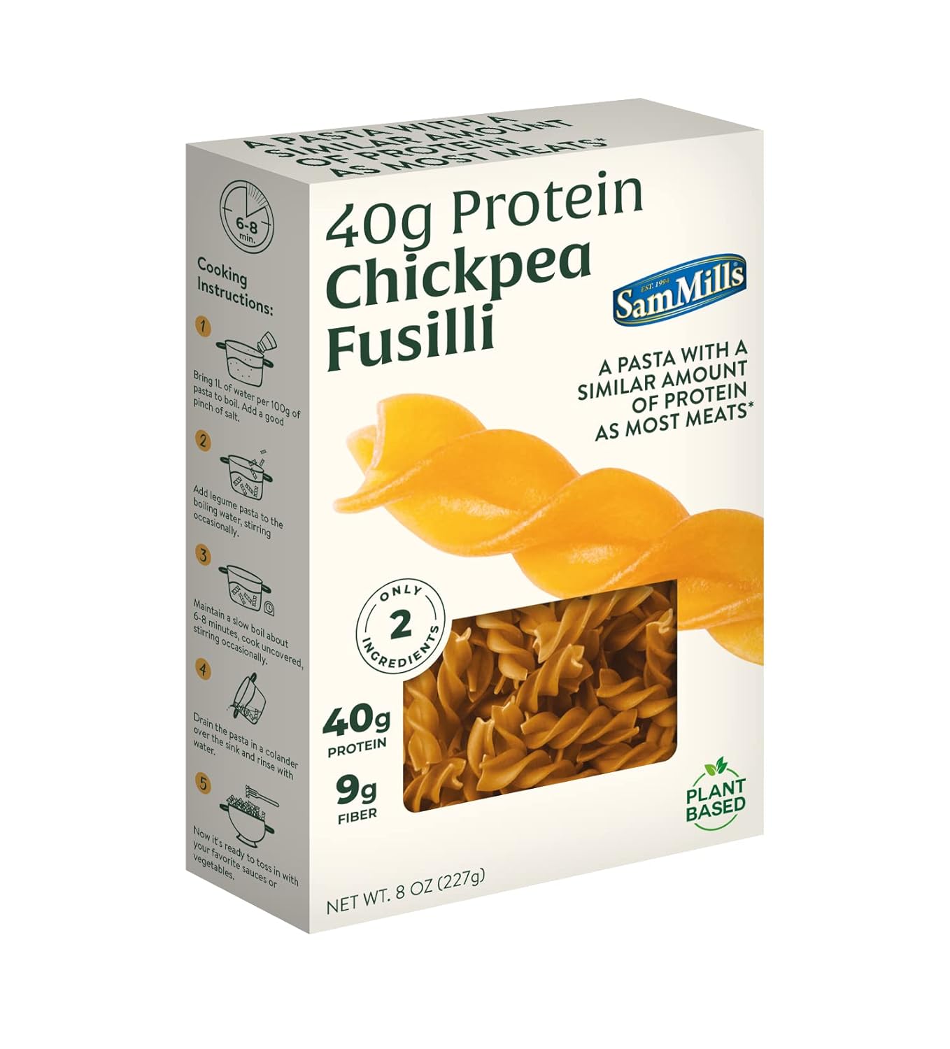 Amazon.com : 40g High Protein Chickpea Fusilli Pasta 8 oz box, pack of ...