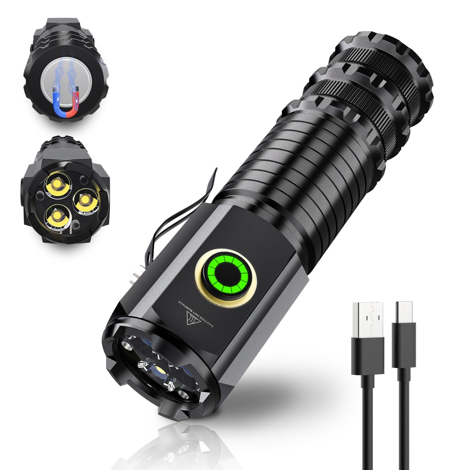 Wind&Moon Mini LED Flashlight Rechargeable, 5000 Lumens Small Powerful ...