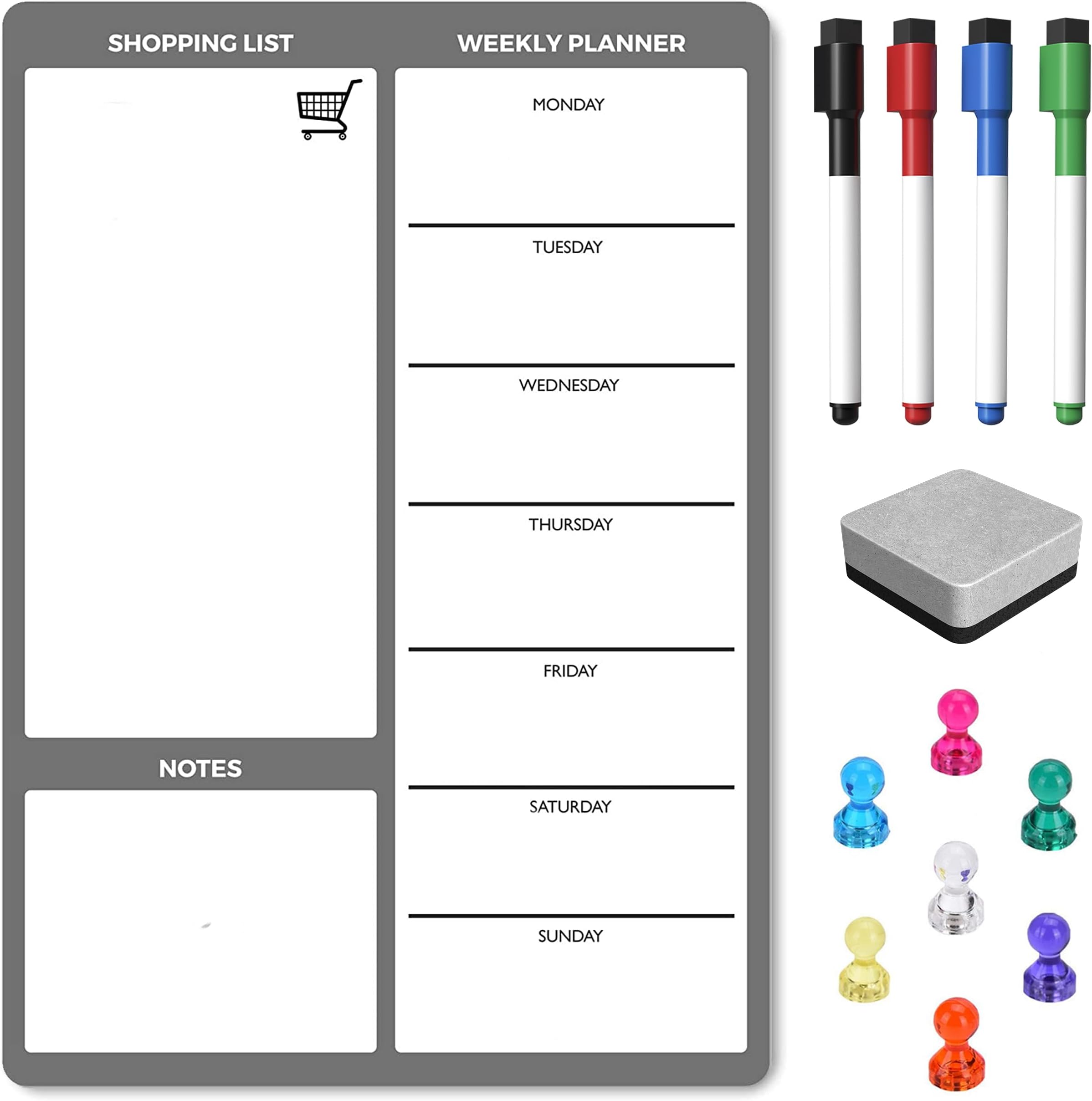 TMS Whiteboard Planner Fridge Magnet 42 x 30cm Magnetic Weekly Planner ...