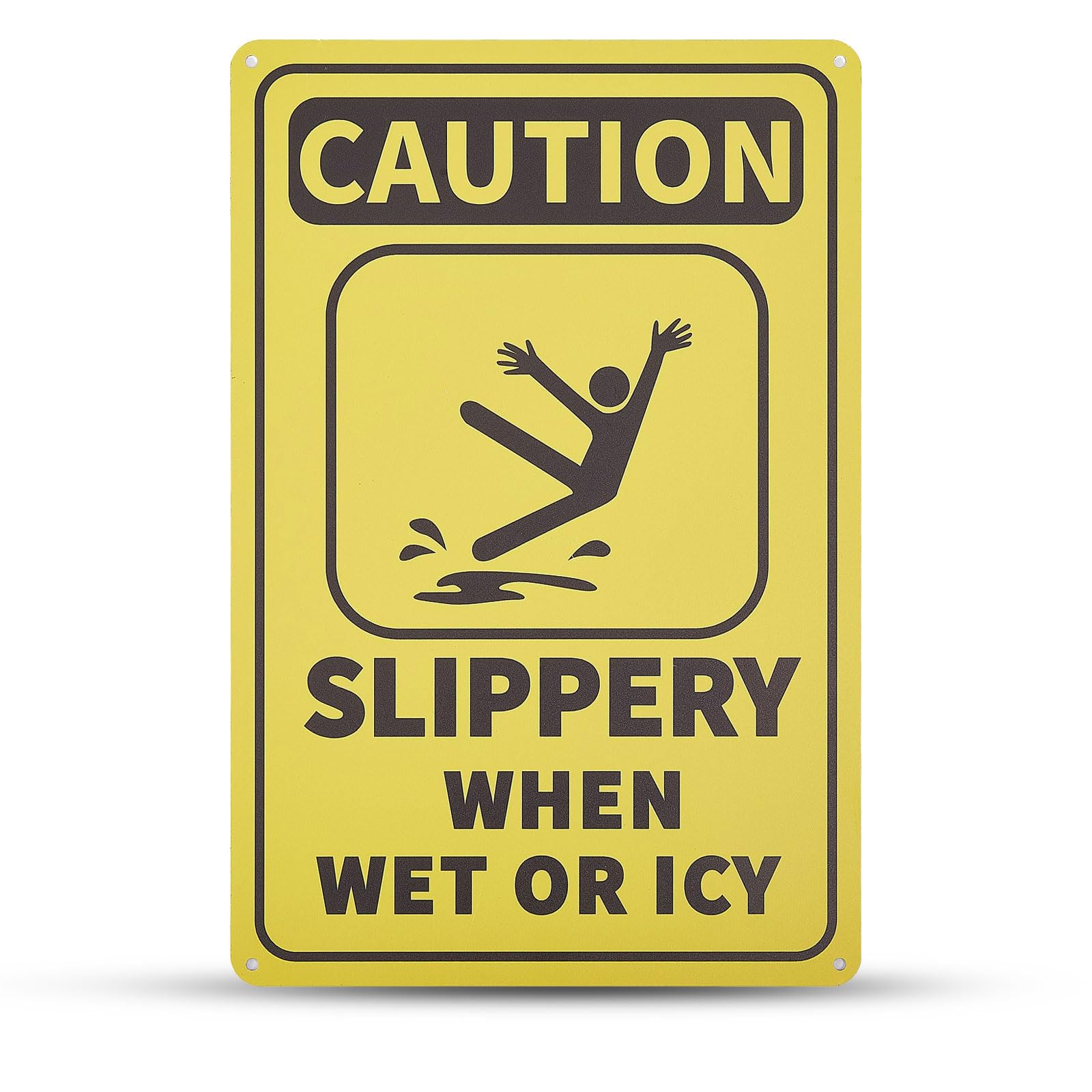 GLOBLELAND Caution Slippery When Wet or Icy Sign 20x30 cm 35 Mil ...