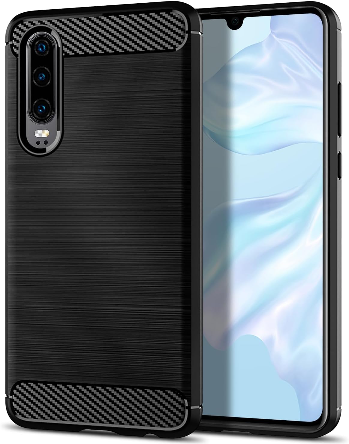 Handyhülle für Huawei P30 Hülle mit Panzerglas Schutzfolie, P30 Ständer ...