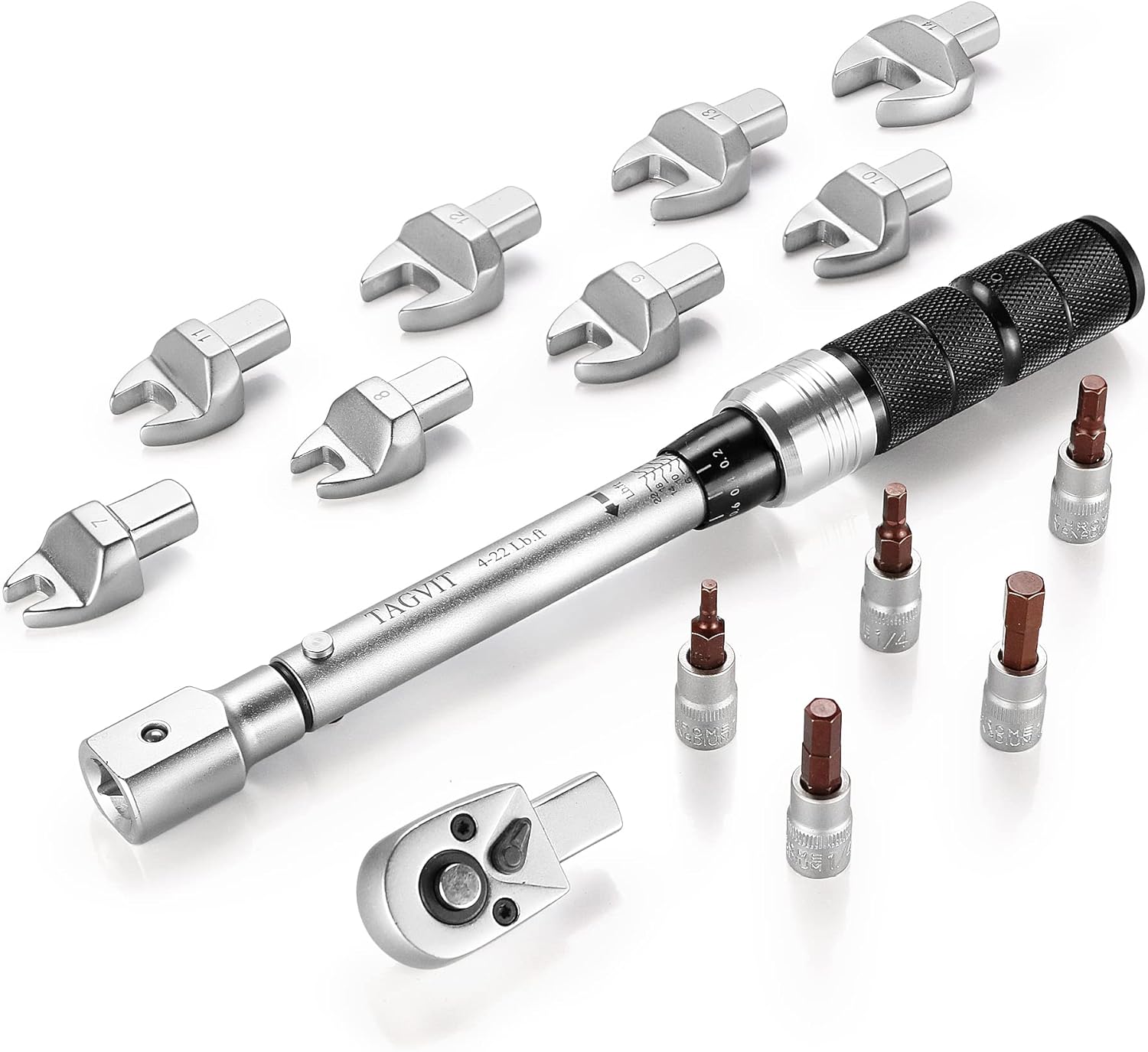 TAGVIT 9mm x 12mm Interchangeable Torque Wrench Set, 1/4" Ratchet Head ...