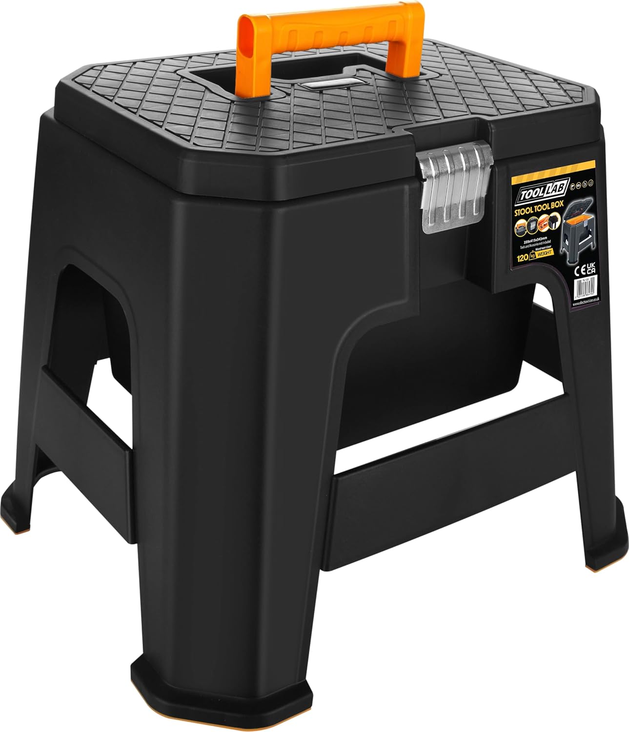 Tool Lab Versatile Plastic Combined Stool and Tool Box – Durable, Water ...