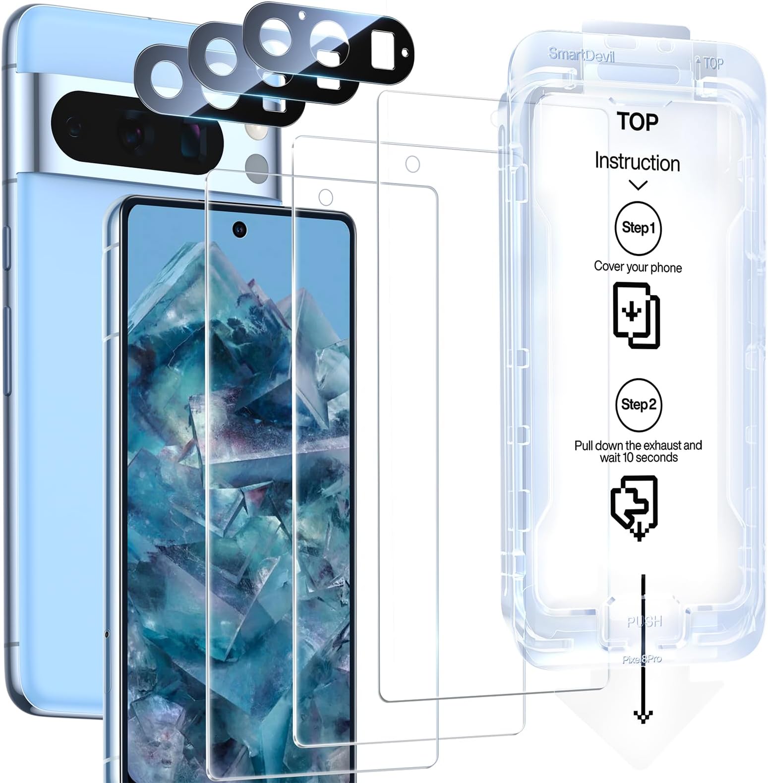 Amazon.com: SMARTDEVIL [3+3 Pack Screen Protector For Google Pixel 8 ...
