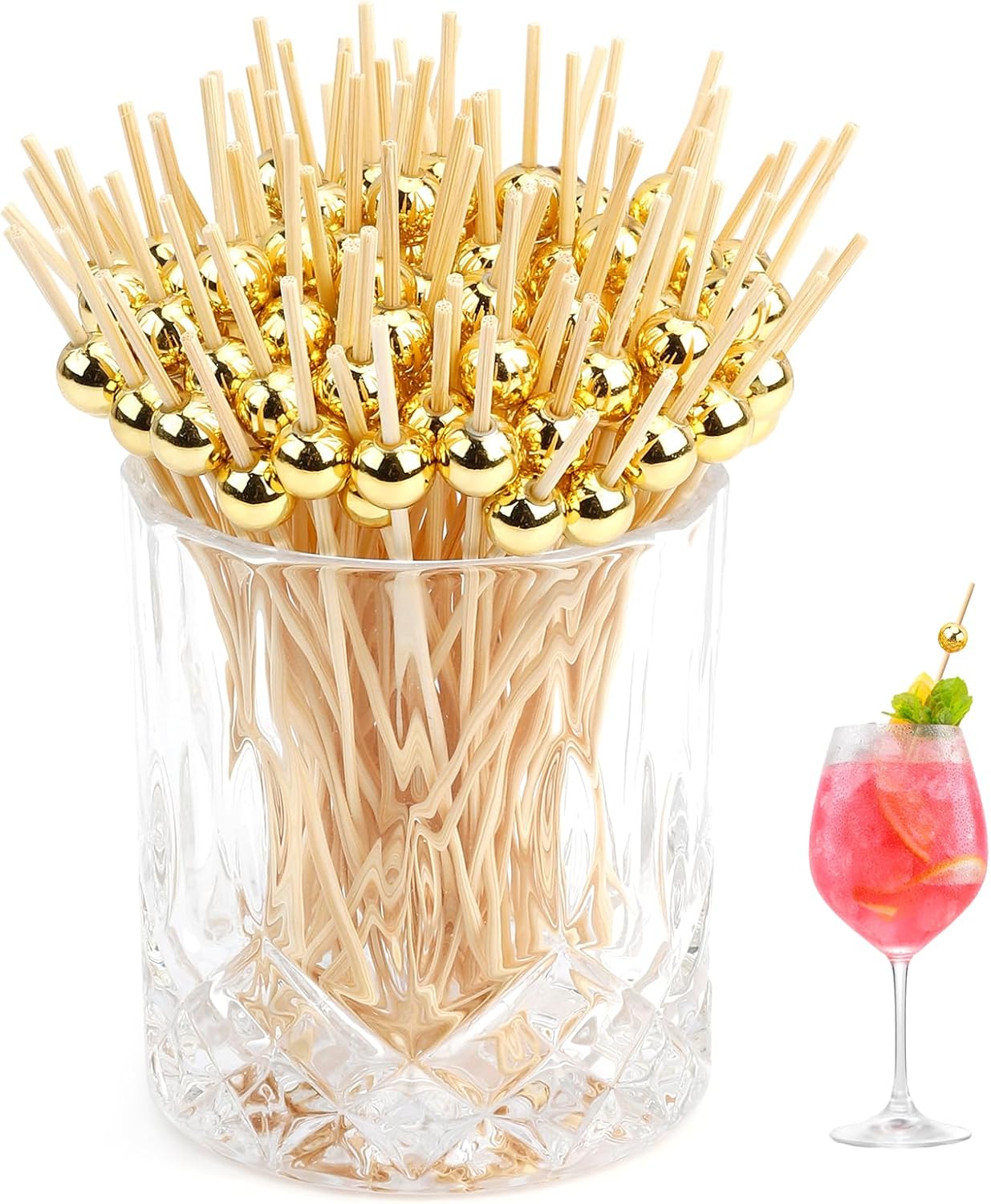 Amazon.com | Cocktail Picks 600PCS 4.7in Gold Pearl Flavored Toothpicks ...