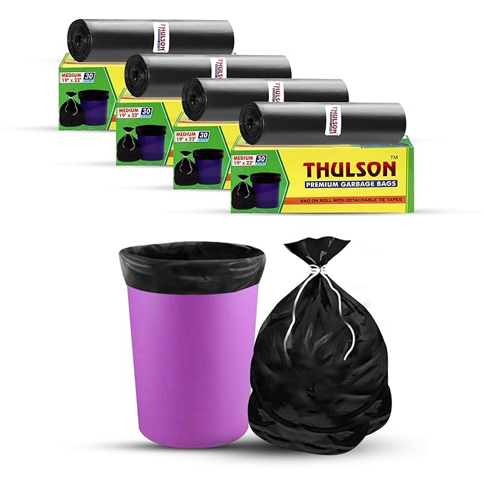 THULSON Premium Garbage Bags 120 Pcs | Medium Size 19 x 22 Inches ...