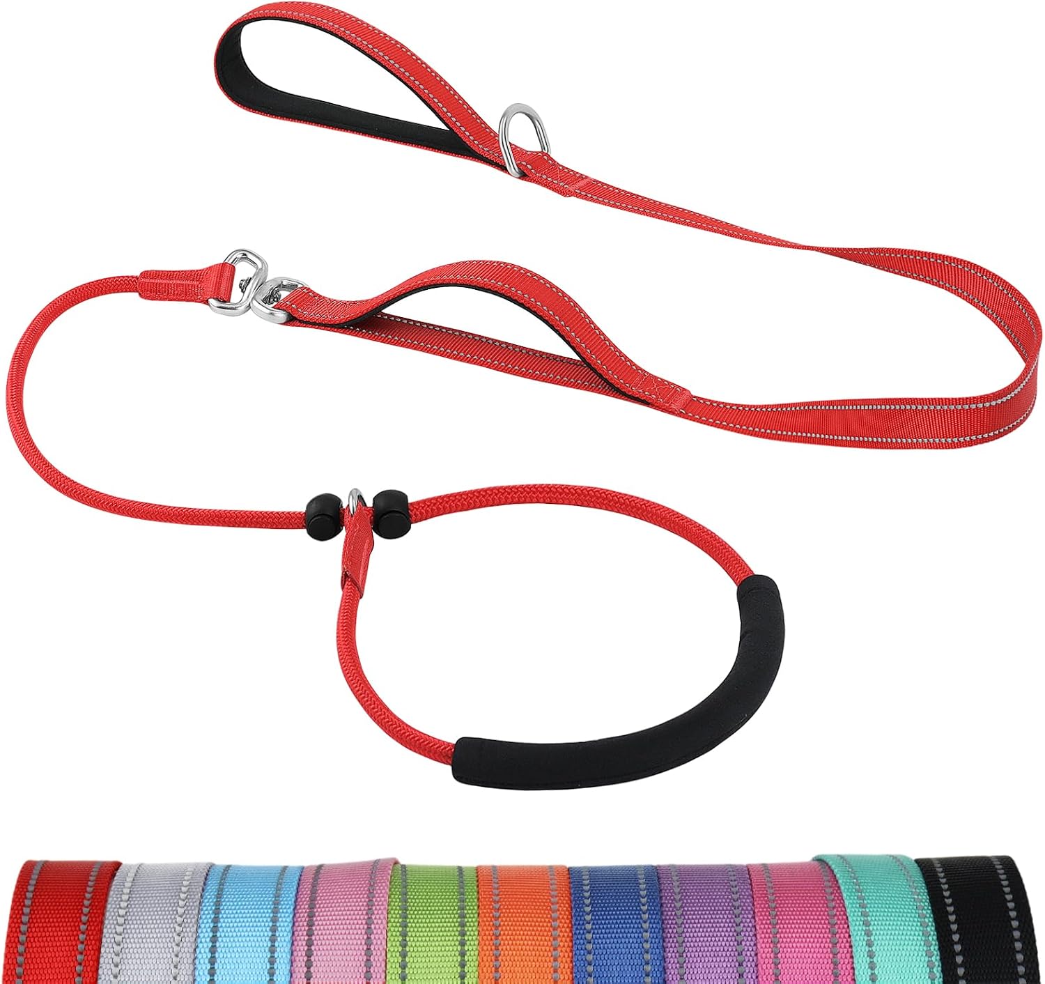 Joytale Padded Double Handle Slip Lead for Dogs, Comfy Cushion Slip ...