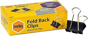 MARBIG(R) Fold Back Clips 25mm Box 12 87065 : Amazon.com.au: Stationery ...