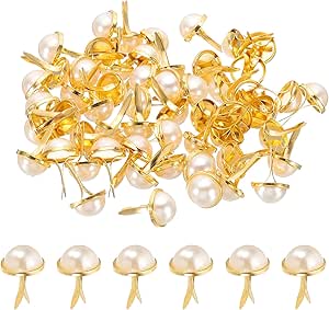 Amazon.com: PATIKIL Brads Paper Fasteners, 100 Pcs Mini Metal Pearl Pastel Brads Round Head ...
