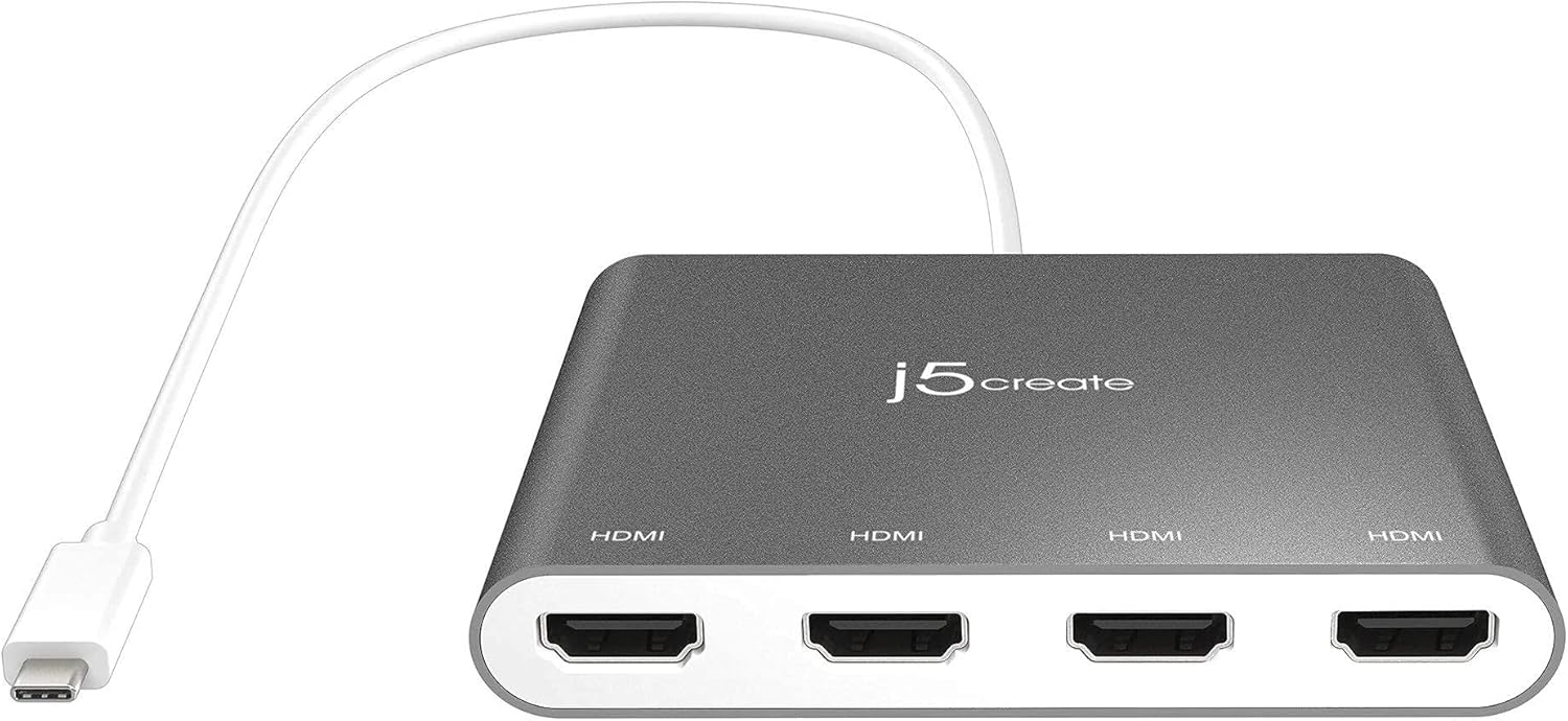 Amazon.com: j5 create JCA366 USB-C to 4-Port HDMI Multi-Monitor Adapter ...