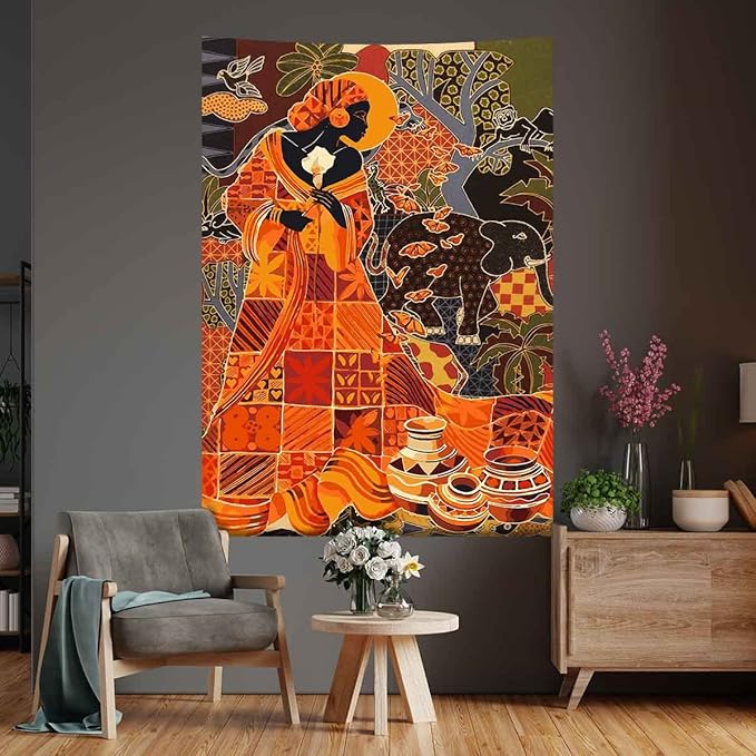 Amazon.com: Color Duty African Black Girl Tapestry Wall Hanging 40x60in ...
