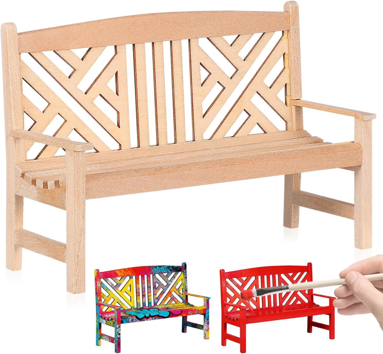 Amazon.com: NUOBESTY Dollhouse Bench 1:12 Scale Miniature Bench ...
