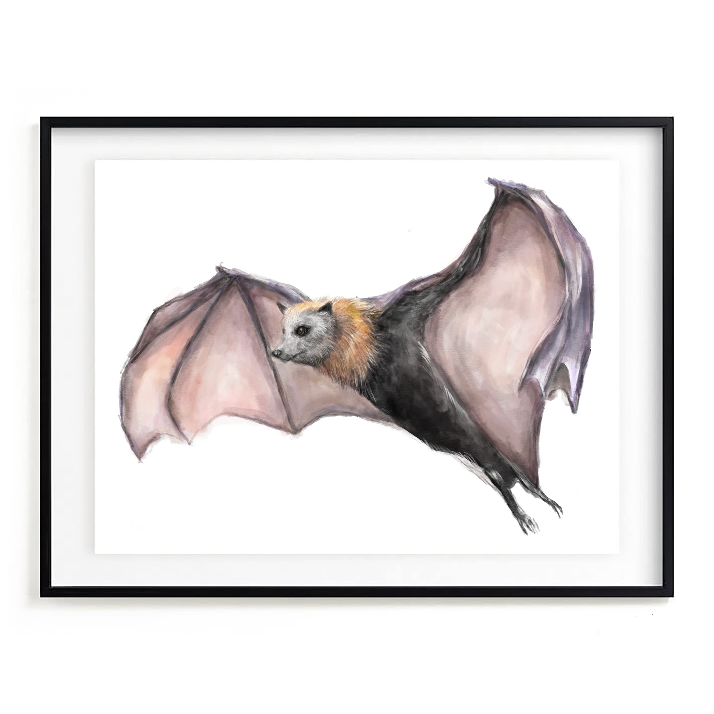 Buy Triple Studio Bat Art Print - Watercolor Painting, Gothic Vampire ...