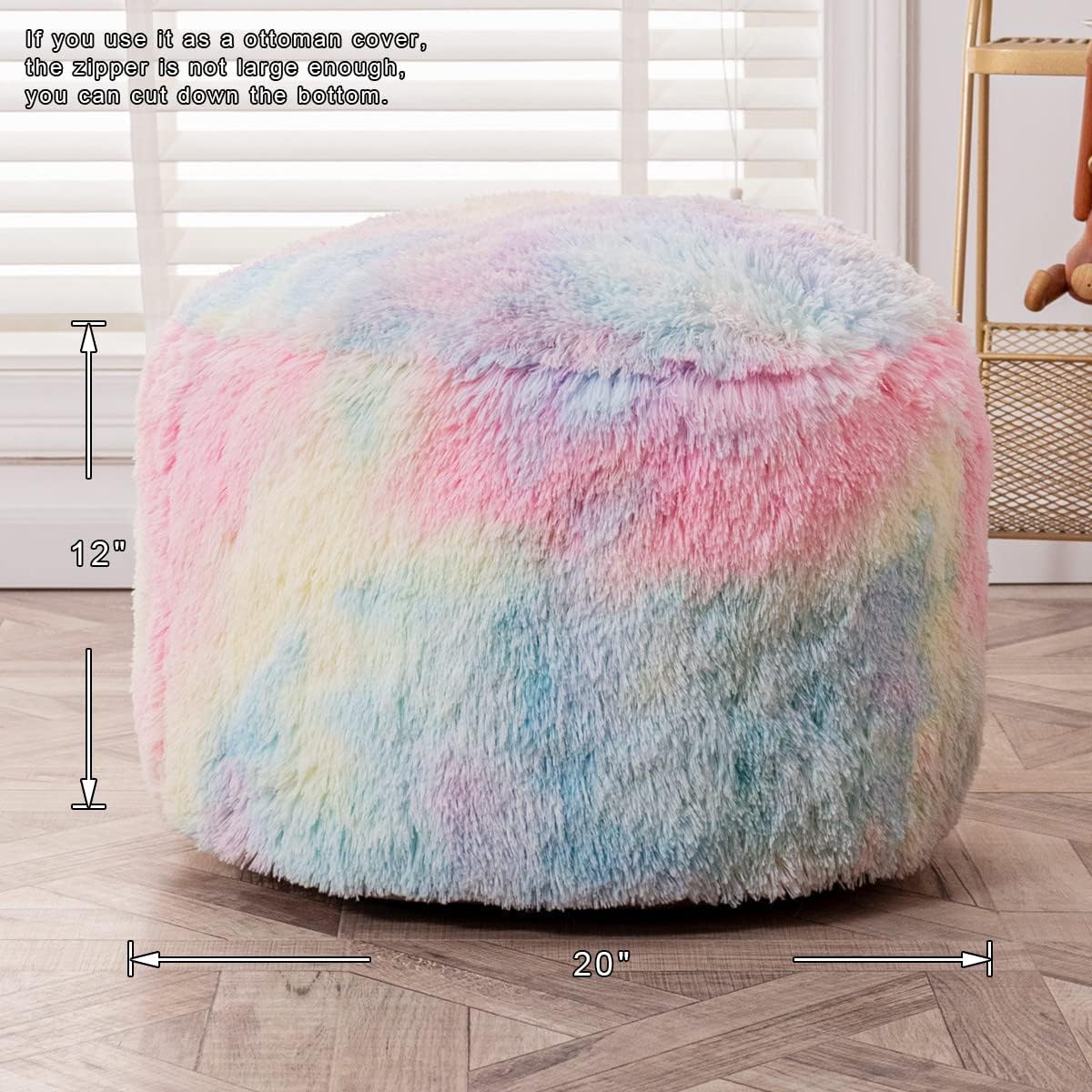 Asuprui Puf otomano redondo sin relleno, asiento otomano suave de piel ...