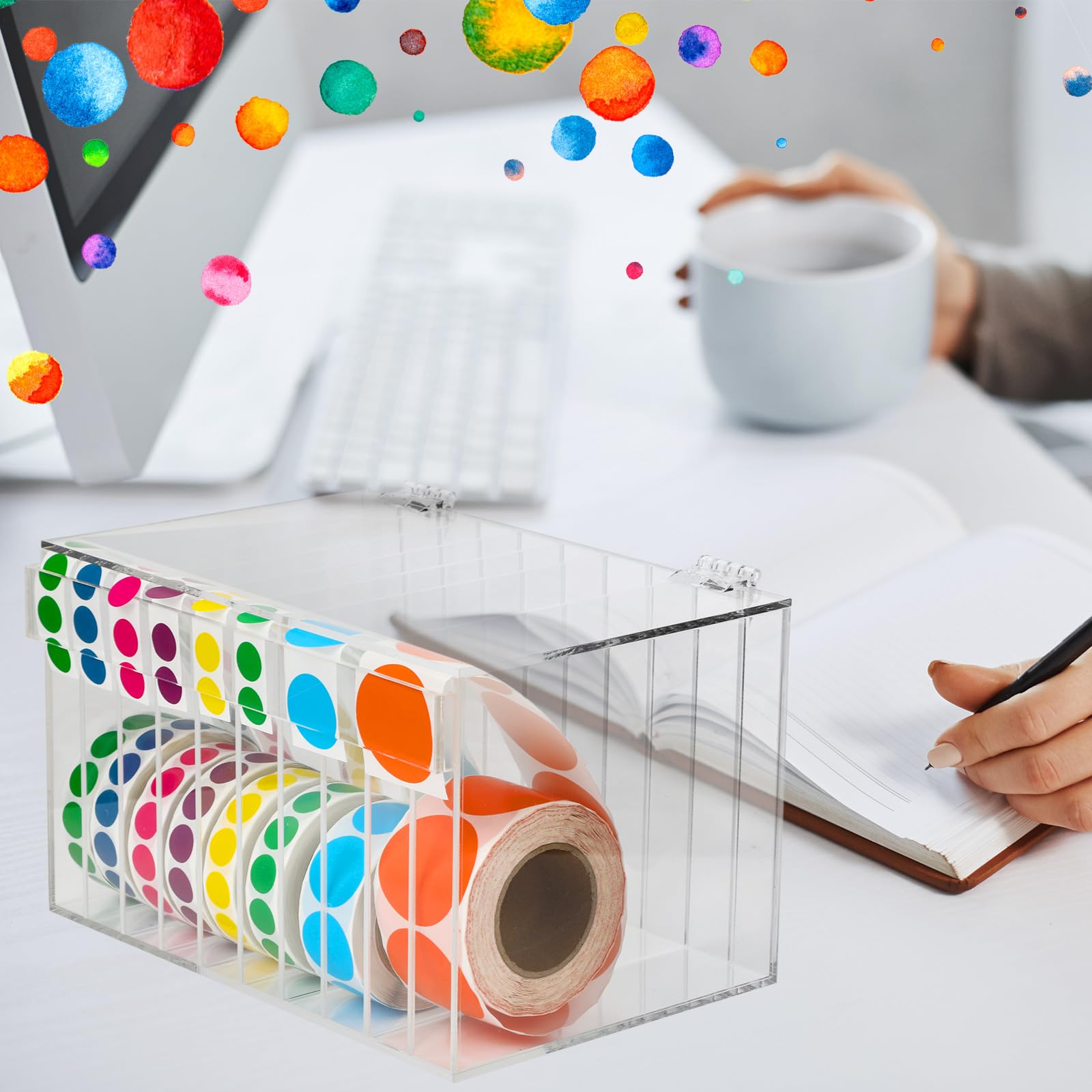 Day Dot Dispenser Adjustable 4 Disks Sticker Roll Holder Black Label ...