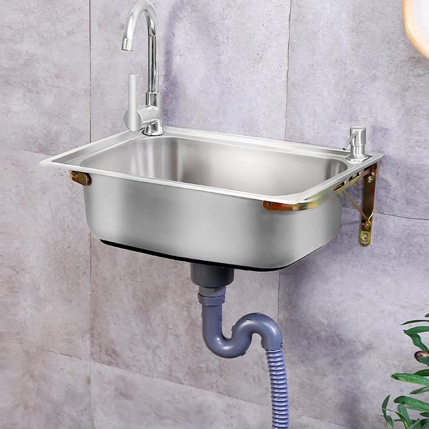 Évier mural, évier de cuisine, évier utilitaire avec robinet, avec ...