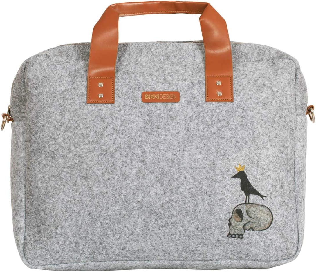 Biggdesign King Raven Laptop Tasche, Schultertasche aus Filz ...