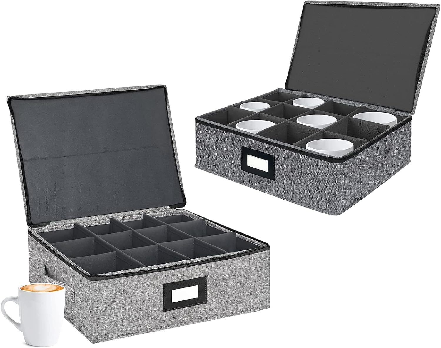 Amazon.com - VERONLY 1-pack Mug Storage Box with Dividers, light gray ...
