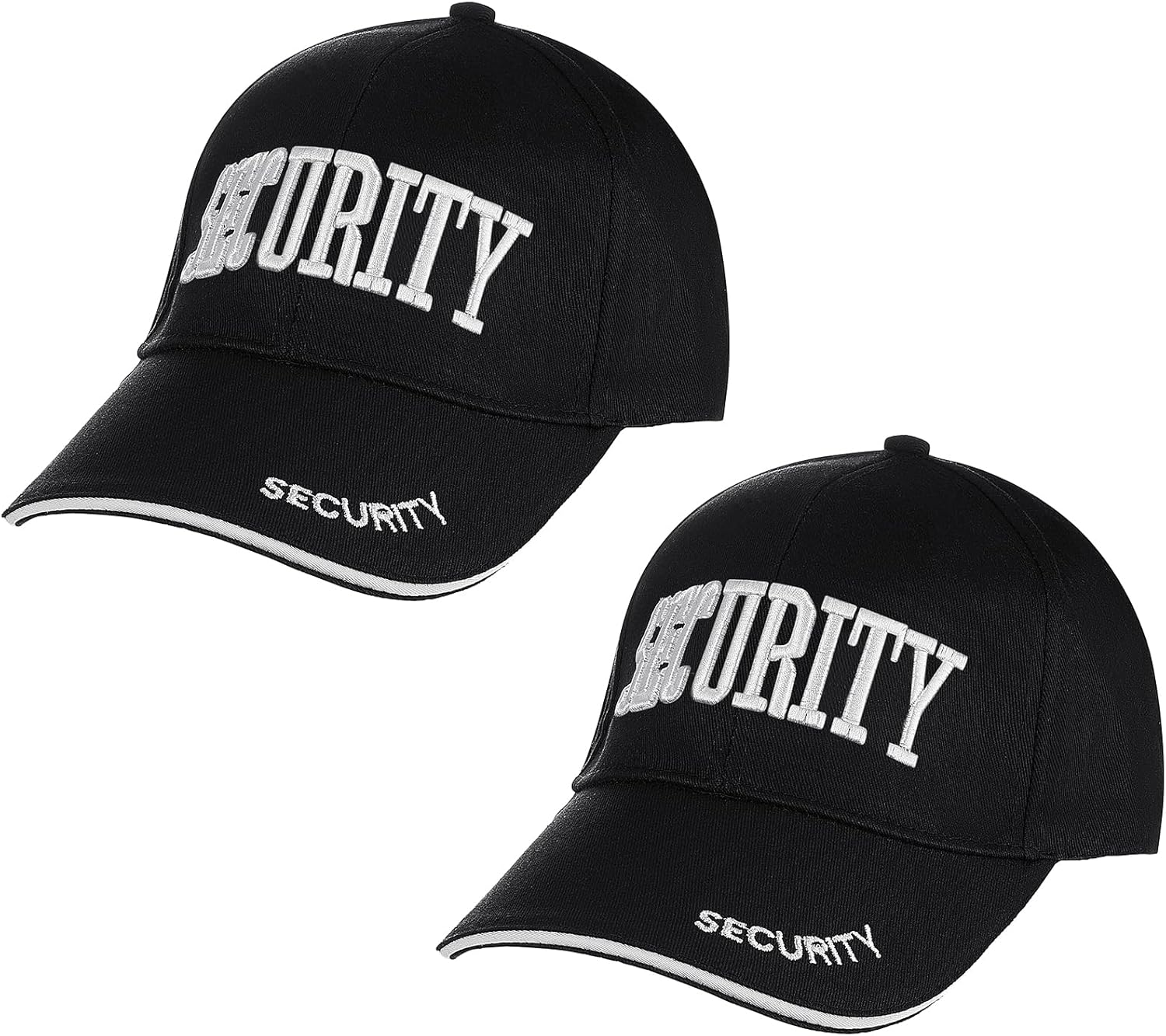 Ramede 2 Pcs Black Security Hats Baseball Cap Security Guard Hat Front ...