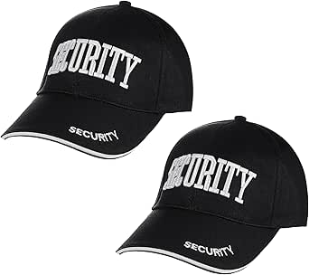 Ramede 2 Pcs Black Security Hats Baseball Cap Security Guard Hat Front ...