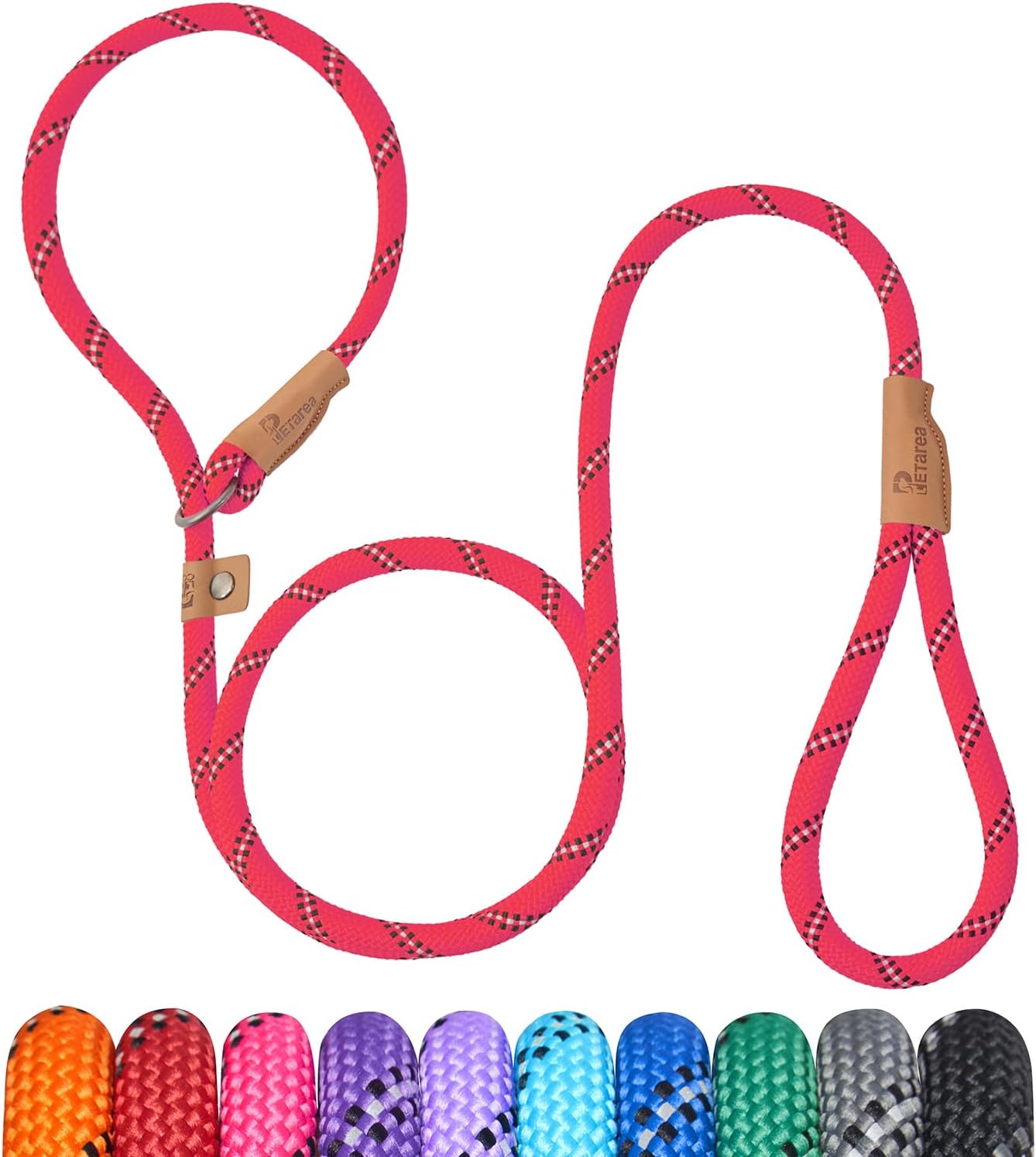 Amazon.com : Petarea 5 FT Slip Lead Dog Leash, Heavy Duty Rope Leash ...